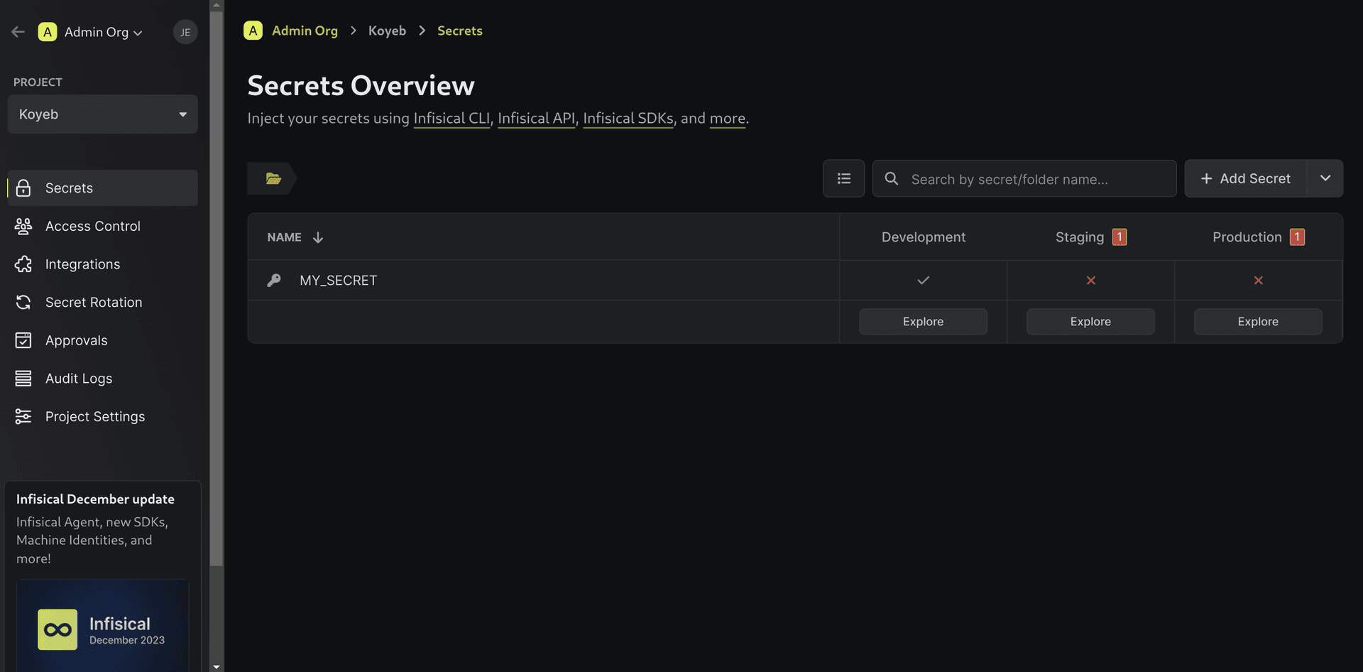 How to Deploy Infisical to Manage Application Secrets on Koyeb