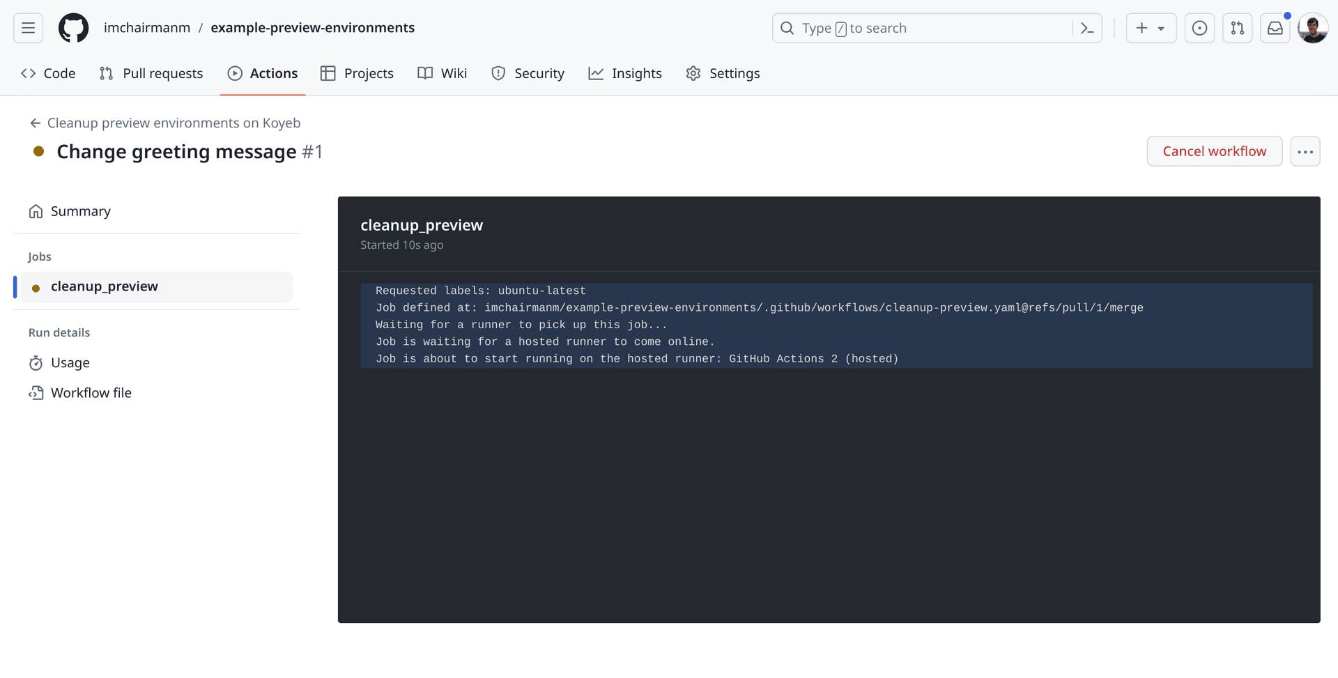 Deploy Preview Environments on Koyeb for GitHub Pull Requests